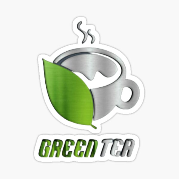 "Green tea - full of happiness and comfort" Sticker by X3Designe ...
