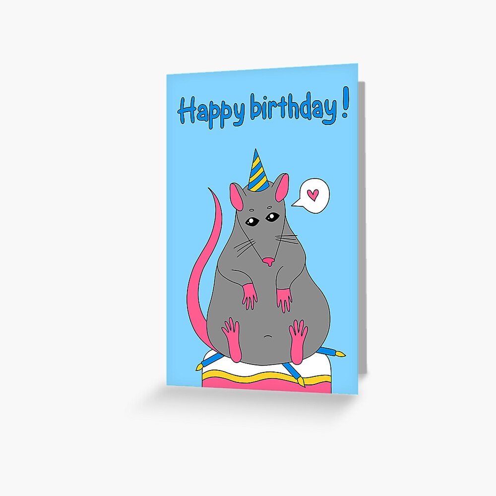 "Happy Birthday Funny Rat Greeting Card" Greeting Card by ...