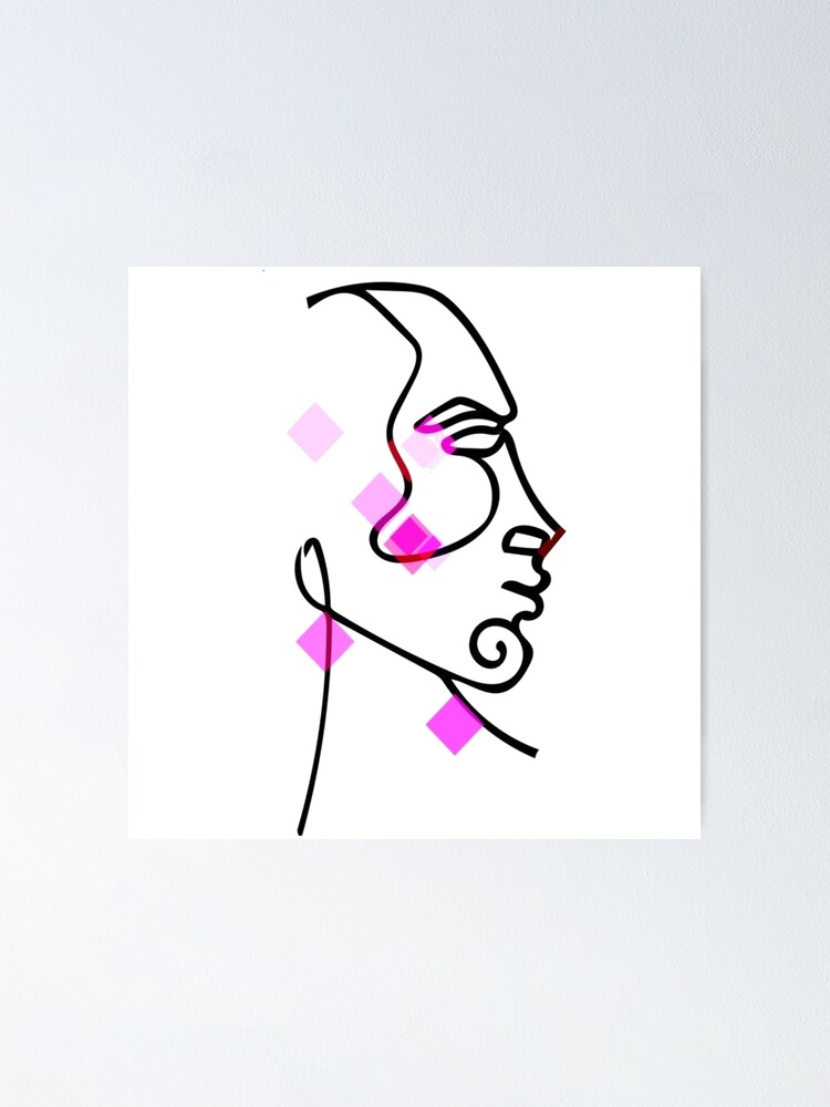 Portrait Surreal Woman Face One Line Art Poster For Sale By