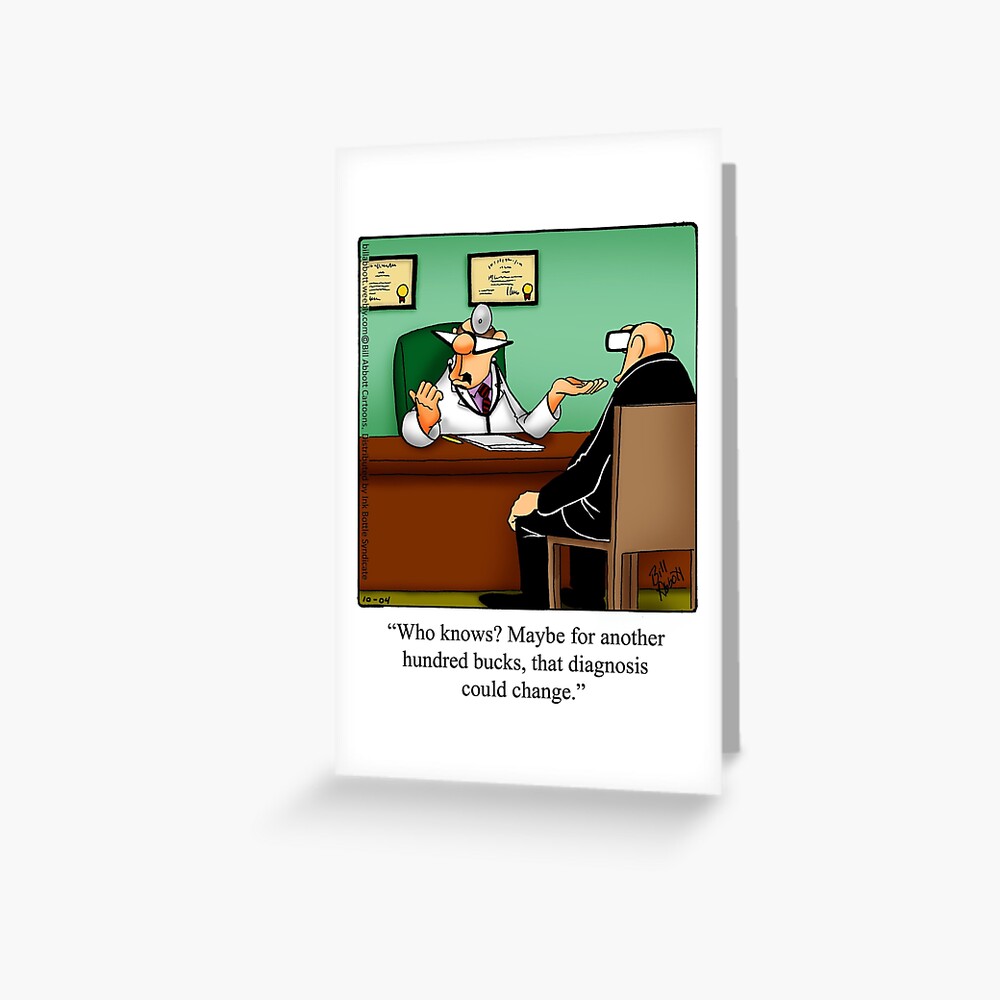 "Funny "Spectickles" Healthcare Cartoon" Greeting Card for Sale by ...