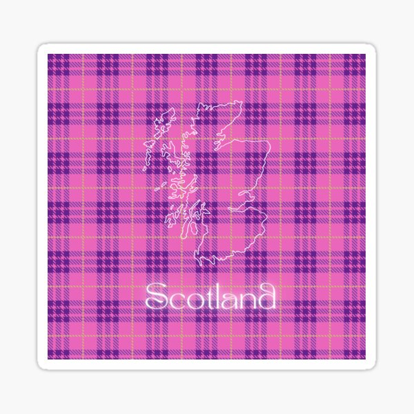 "Pink and Purple Tartan with Scotland Map" Sticker by stoorie1 | Redbubble