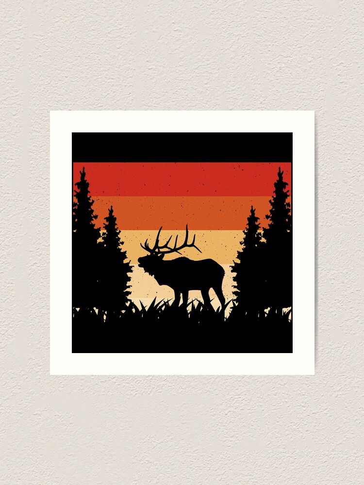 "Moose silhouette in a retro sunset background" Art Print for Sale by ...