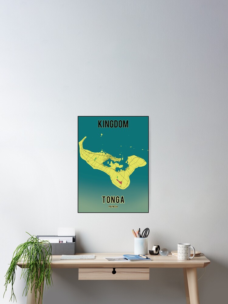 "Tonga map art in pacific for a great memories before volcano" Poster ...