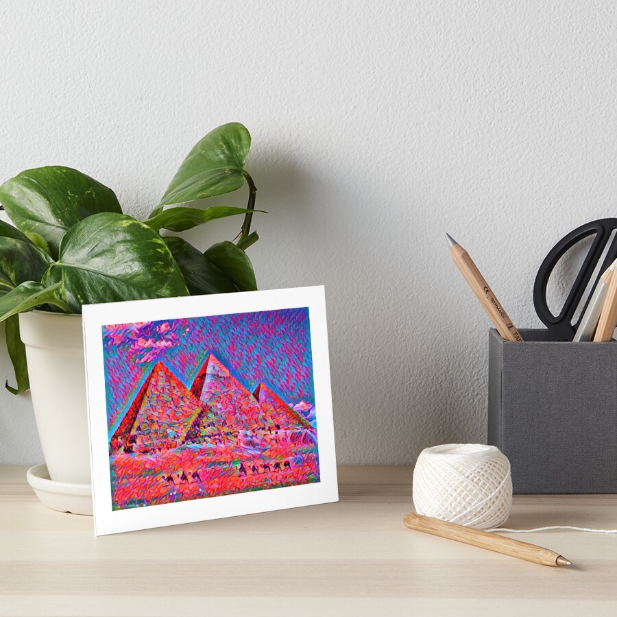 "Pink Pyramids of Egypt - Bright Colorful Modern Illustration Art Print ...