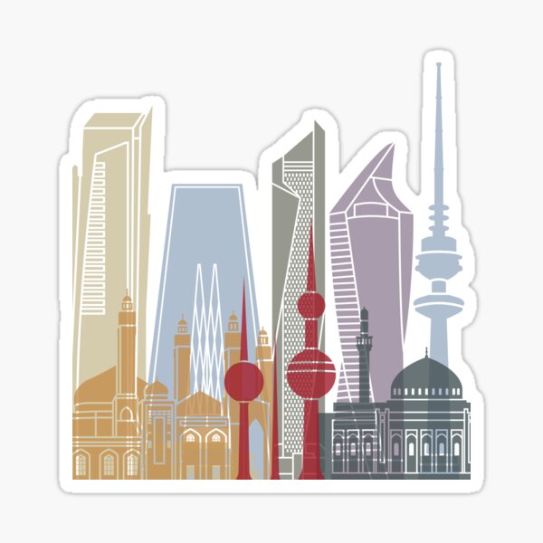 "Kuwait City skyline poster" Sticker for Sale by paulrommer | Redbubble