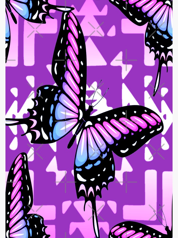 "Pink / Purple / Light Blue Native Butterfly Design " Sticker by JMWCD ...