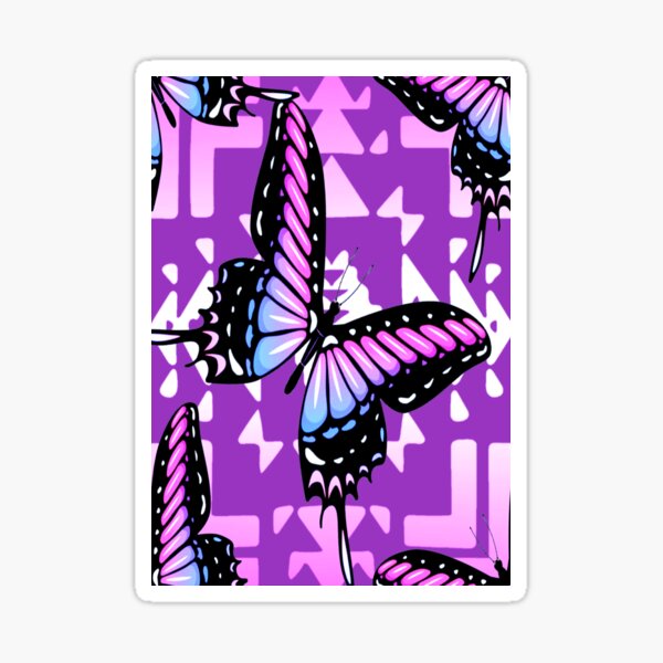 "Pink / Purple / Light Blue Native Butterfly Design " Sticker by JMWCD ...