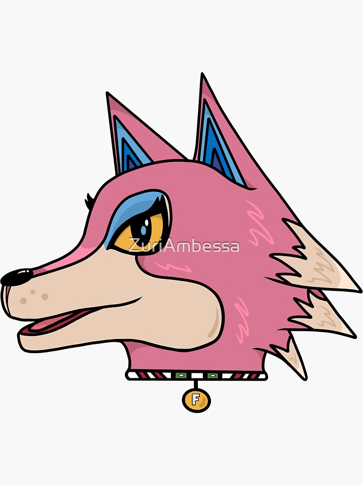 "Freya The Pink Wolf Villager" Sticker by ZuriAmbessa | Redbubble