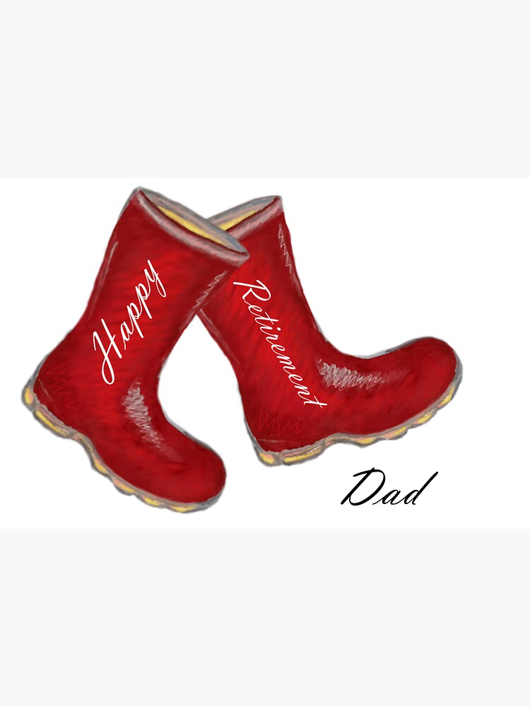 "Happy Retirement Dad red welly boot card" Sticker by thesummerhouse ...
