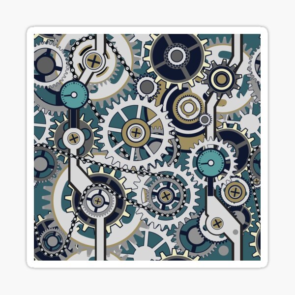 "Gears Cogs Steampunk Machine Mechanical Grind Clock" Sticker for Sale ...
