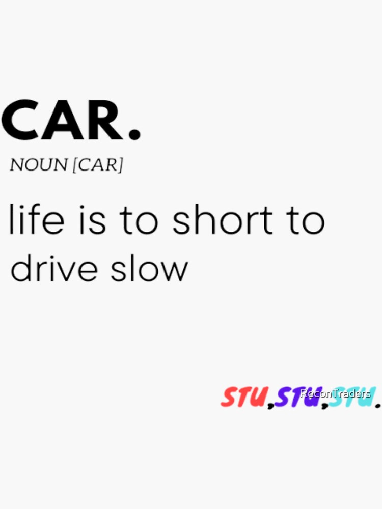 "CAR (NOUN)" Sticker by ReconTraders | Redbubble