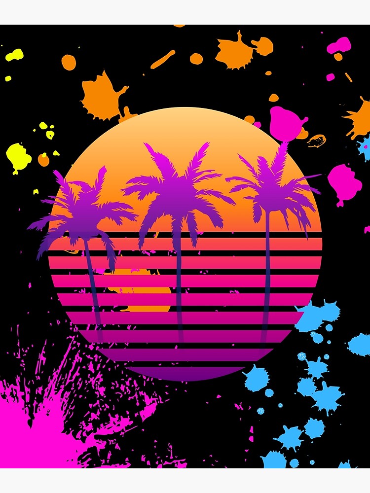 "80s Retro Sunset Palm Splatter" Poster for Sale by SugarHammer | Redbubble