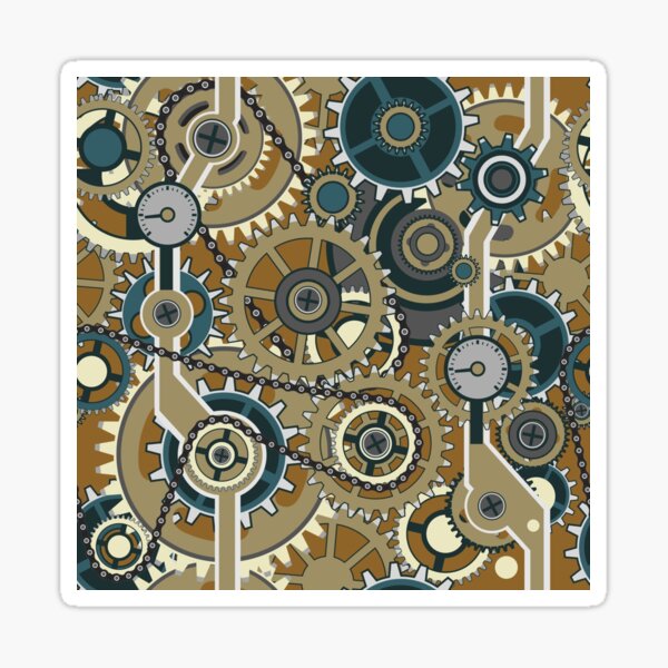 "Gears Cogs Steampunk Machine Mechanical Grind Clock" Sticker for Sale ...