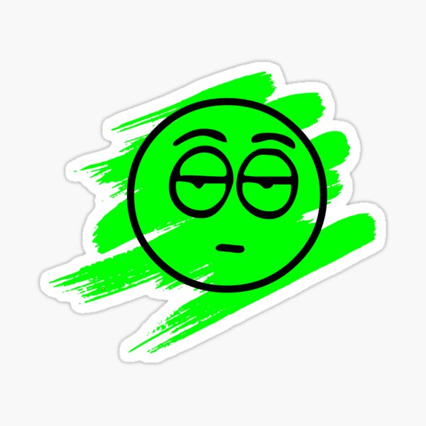 "Green Not Bothered Smiley Face Paint Brush Stroke Bright Design ...