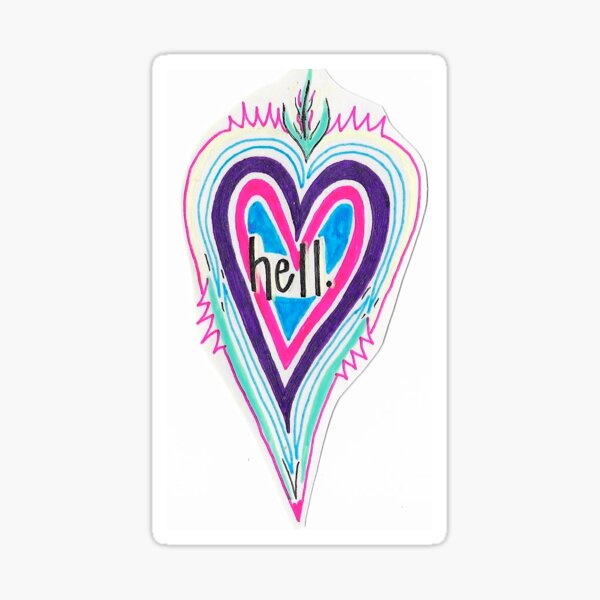 "Hell." Sticker by peachydeath | Redbubble
