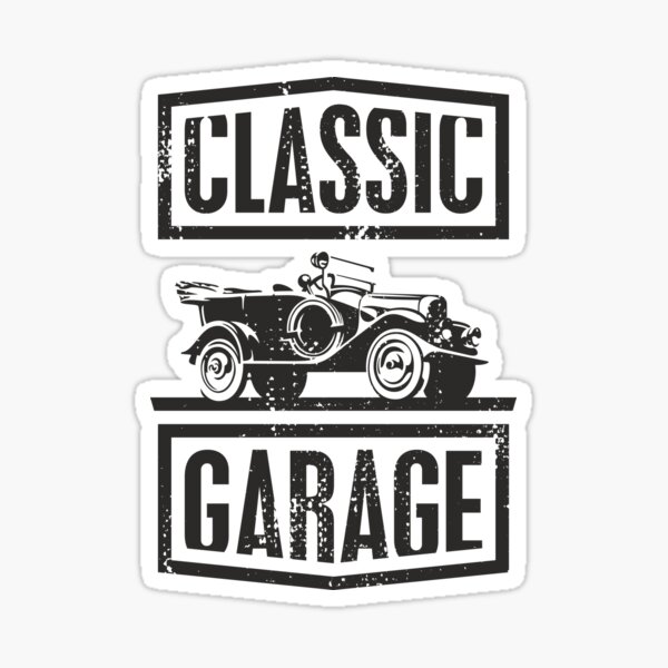 "Classic car garage" Sticker for Sale by etraveler | Redbubble