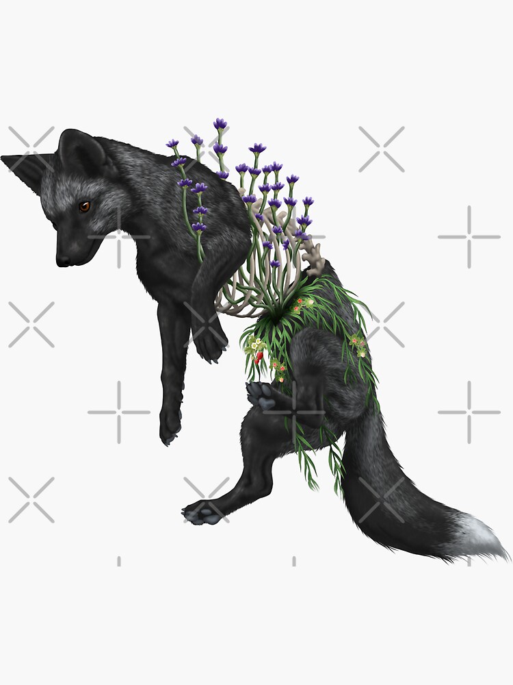 "Floral Silver Fox" Sticker by SinnAkerri | Redbubble