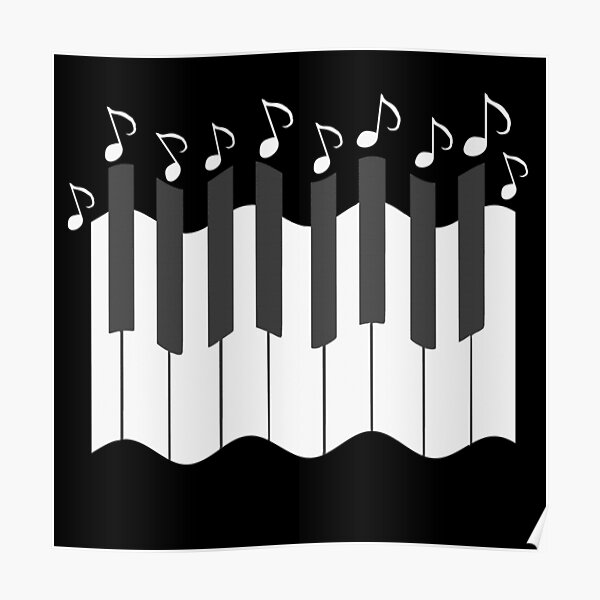 "piano key pattern with notes, musical notes motif, piano music" Poster ...