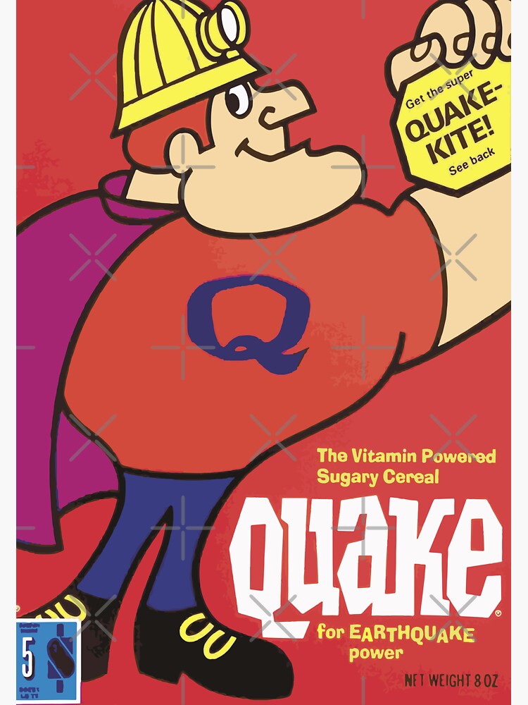 "Quake Cereal for Earthquake Power !!!" Sticker by OffsetVinylFilm ...