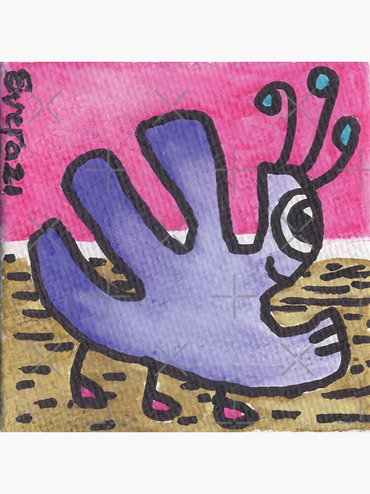 "Purple Flower Critter on Tan and Dark Pink Background" Sticker by ...