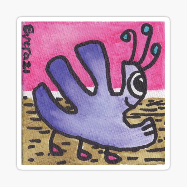 "Purple Flower Critter on Tan and Dark Pink Background" Sticker by ...