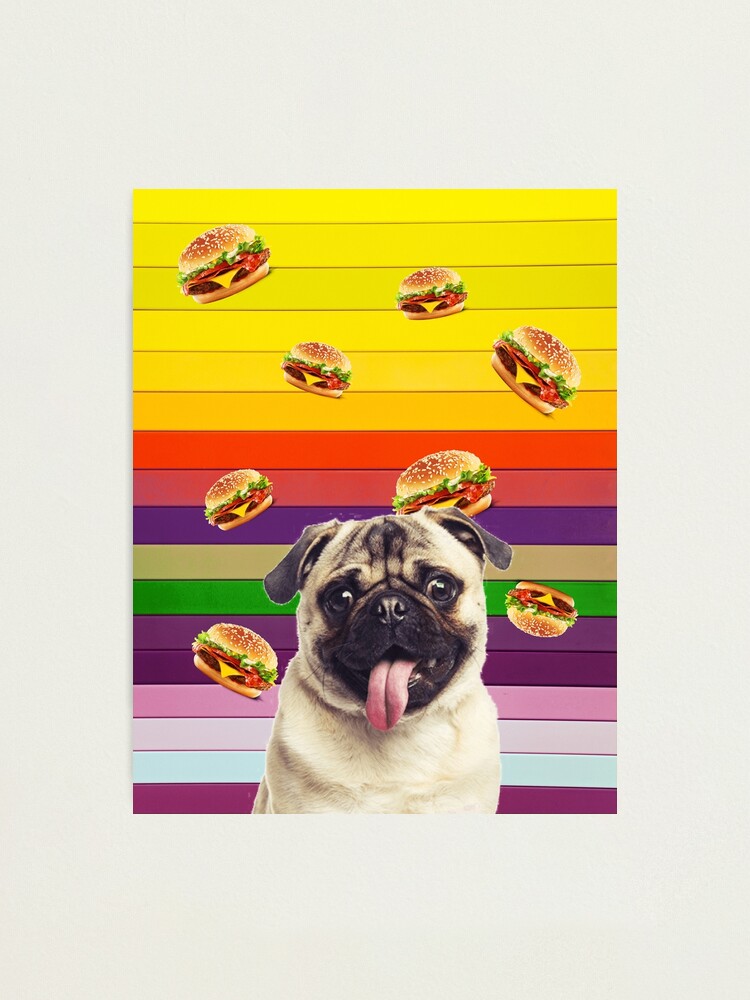 "Pug and burgers, Pug collage art" Photographic Print for Sale by avit1 ...