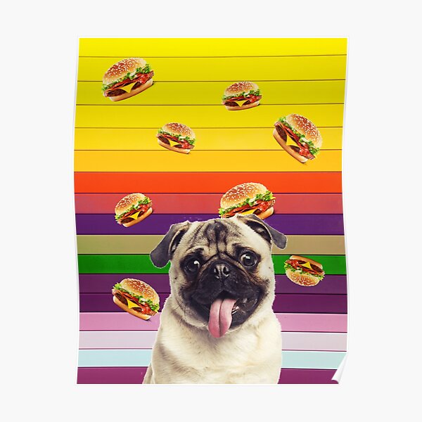 "Pug and burgers, Pug collage art" Poster for Sale by avit1 | Redbubble