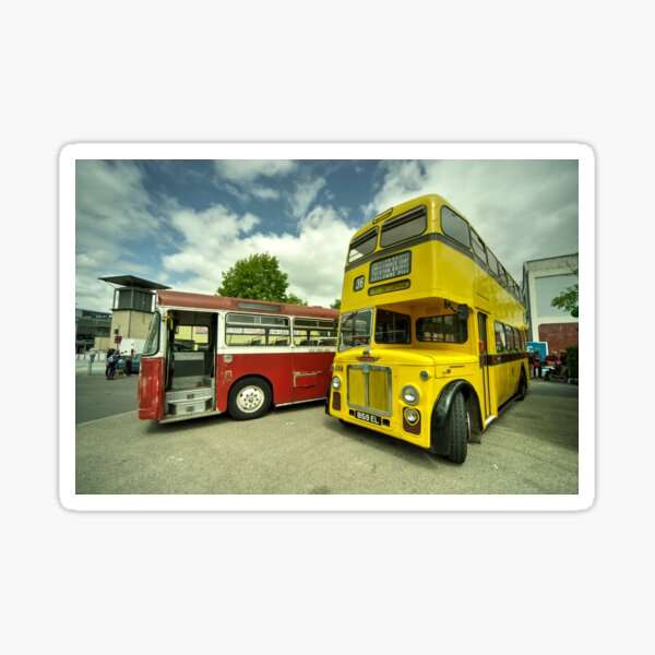 "Red Bus Yellow Bus " Sticker for Sale by hawkie | Redbubble