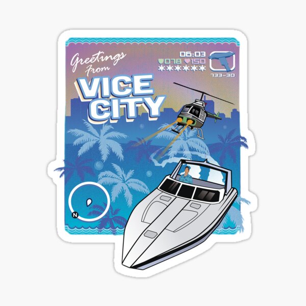 "greeting from vice city" Sticker by MKswag | Redbubble