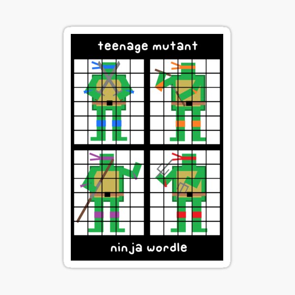 "teenage mutant ninja wordle" Sticker by paintbydumbers | Redbubble