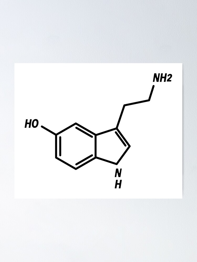 "Serotonin Molecule Black" Poster for Sale by murialbezanson | Redbubble