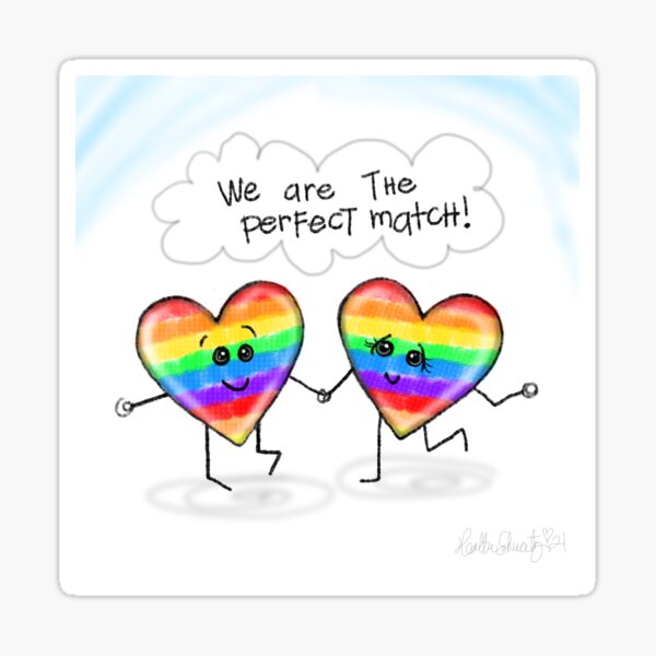 "We are the Perfect Match" Sticker for Sale by heathersartwork | Redbubble