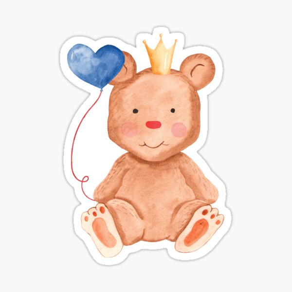 Pegatina «Lindo osito con corona y globo en forma de corazón» de ...