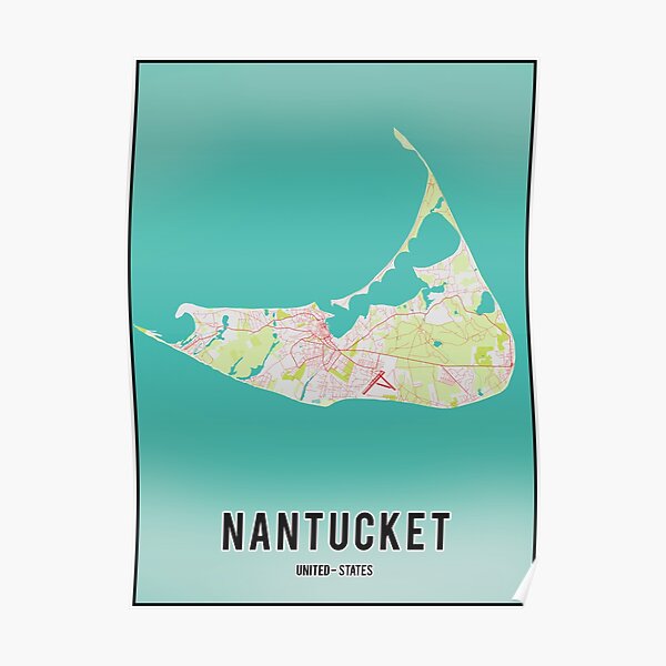 Póster «Mapa imprimible de Nantucket» de PostersProf1 | Redbubble