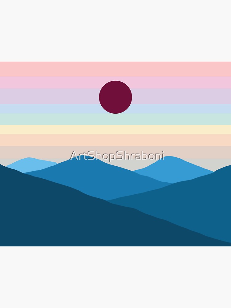 "Muted Rainbow Sky Sunset Mountains" Sticker by ArtShopShraboni | Redbubble