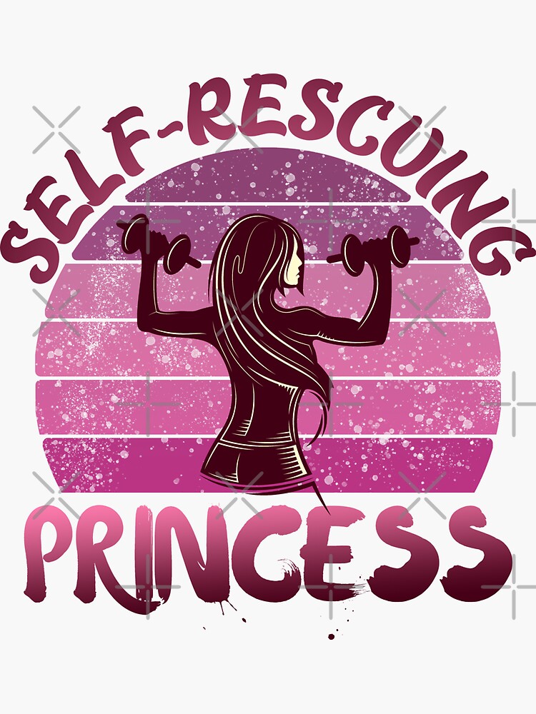 "Self rescuing princess pink sunset" Sticker by Chaos-Touch | Redbubble