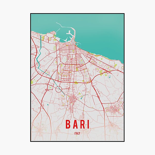Lámina fotográfica «Mapa de la ciudad de Bari en Italia - Mapa de Bari ...