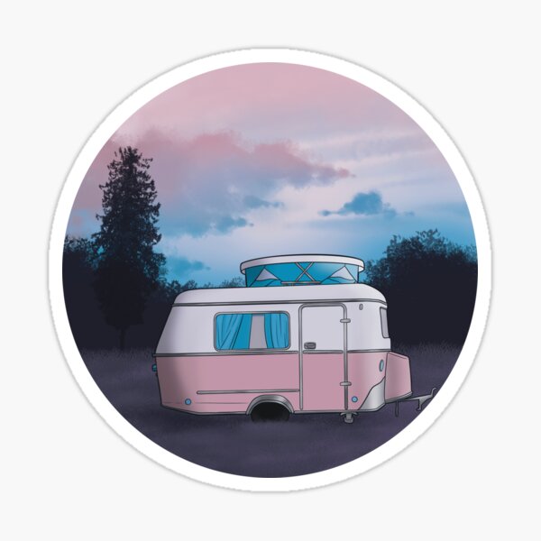 "Eriba caravan pink and blue " Sticker for Sale by LaGode | Redbubble