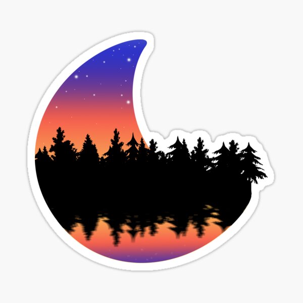 "Crescent Moon Sunset Forest" Sticker for Sale by FlakeyBiscuit3 ...
