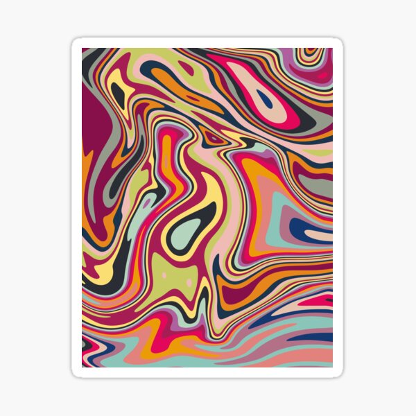 "70s Retro Abstract Liquid Swirl Pattern" Sticker by ind3finite | Redbubble