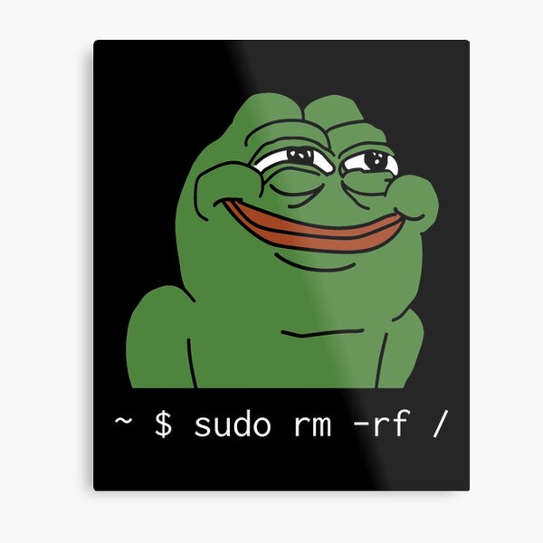 "Pepe Sudo rm -rf for Linux , Funny Linux Command" Metal Print by ...