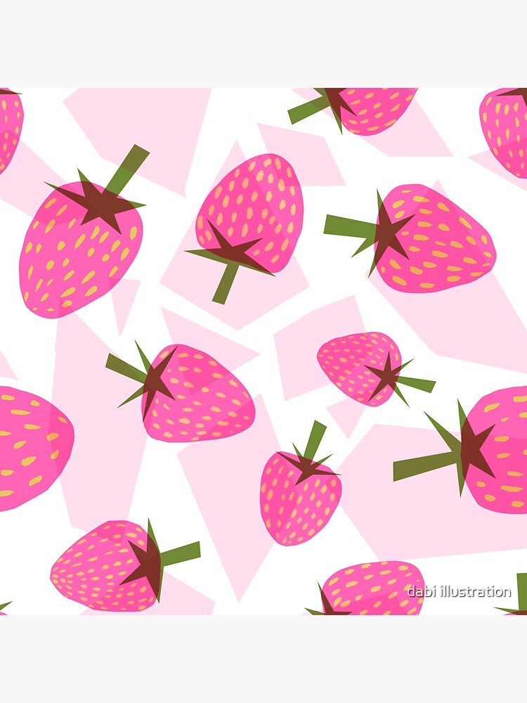"Pink Strawberry pattern design" Sticker by Dabi-Doodler | Redbubble