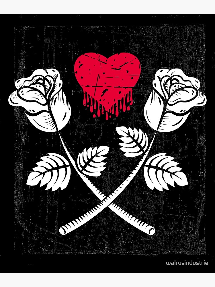 "Rose with Bleeding Heart Goth Gothic Egirl Aesthetic" Art Print for ...
