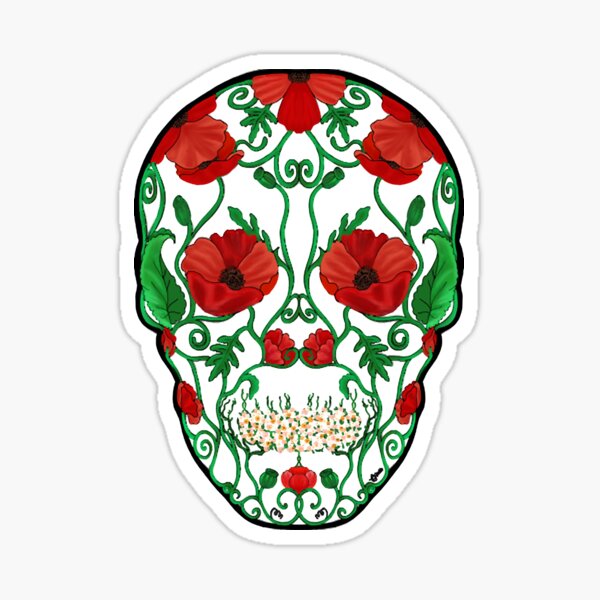 "Calavera de Amapola " Sticker by owortm | Redbubble