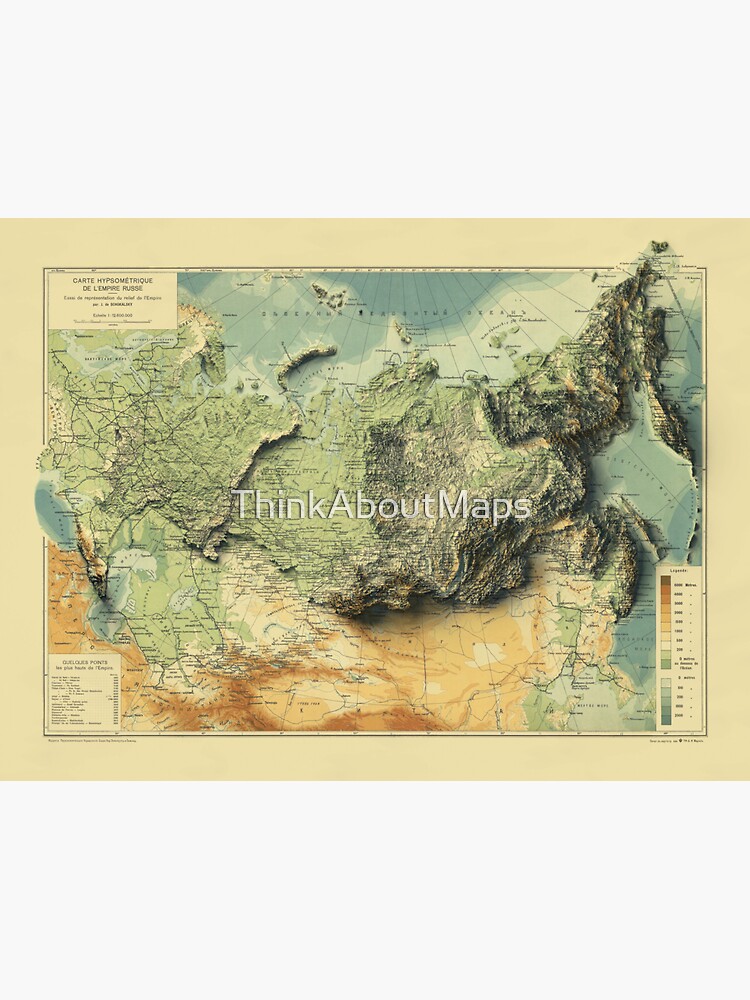 "1910 Russia Relief Map 3D digitally-rendered" Sticker by ...