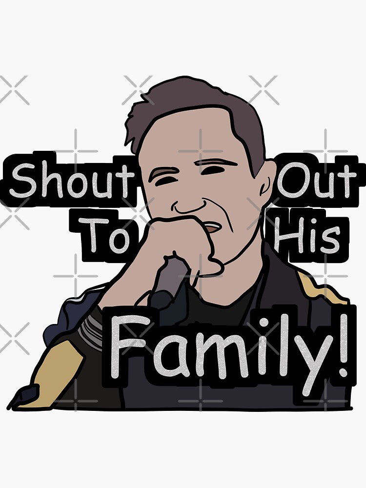"Shout Out To His Family | David Guetta Meme" Sticker for Sale by ...