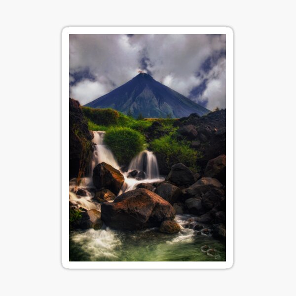 "Water Falls in Mayon Volcano" Sticker for Sale by Pabalonshop | Redbubble
