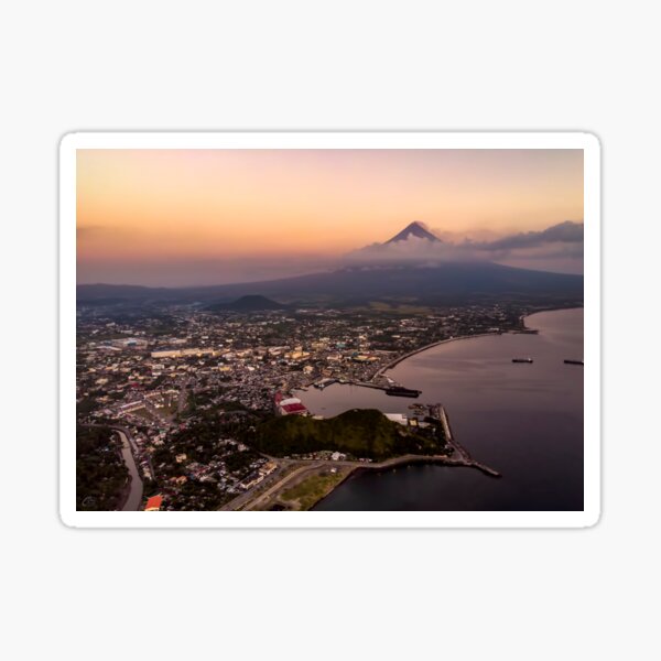 "Mayon Volcano sunset sunrise birds eye view " Sticker for Sale by ...