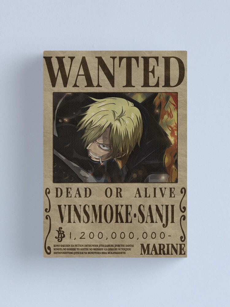"Vinsmoke Sanji One Piece Wanted Poster" Canvas Print for Sale by ...