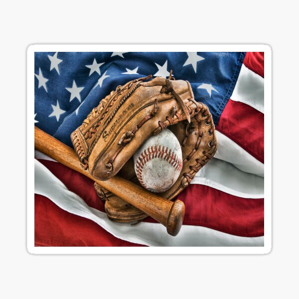"baseball and flag wallpaper " Sticker by chanchan79 | Redbubble